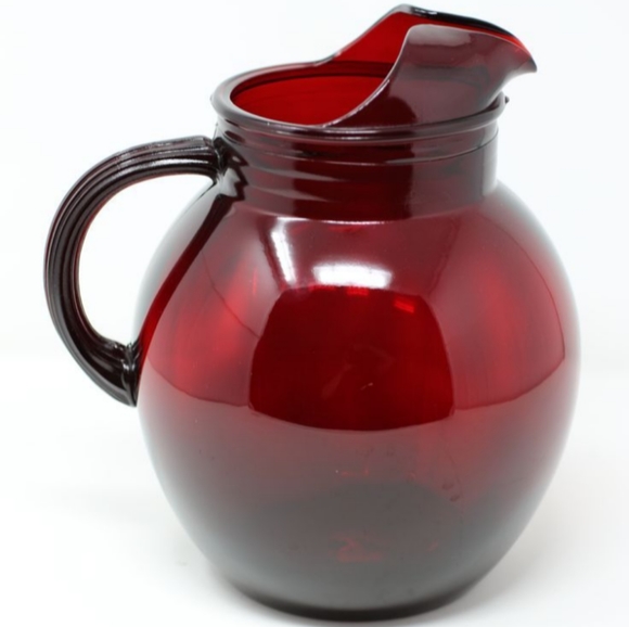 Anchor Hocking | Dining | 96oz Vintage Ruby Blood Red Glass Pitcher ...